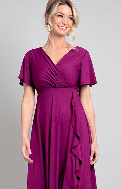 Kleid Wasserfall Dunkelrosa Hochzeitskleider Abendgarderobe Und